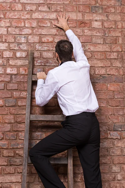 Man up against a brick wall - Stock Image - Everypixel