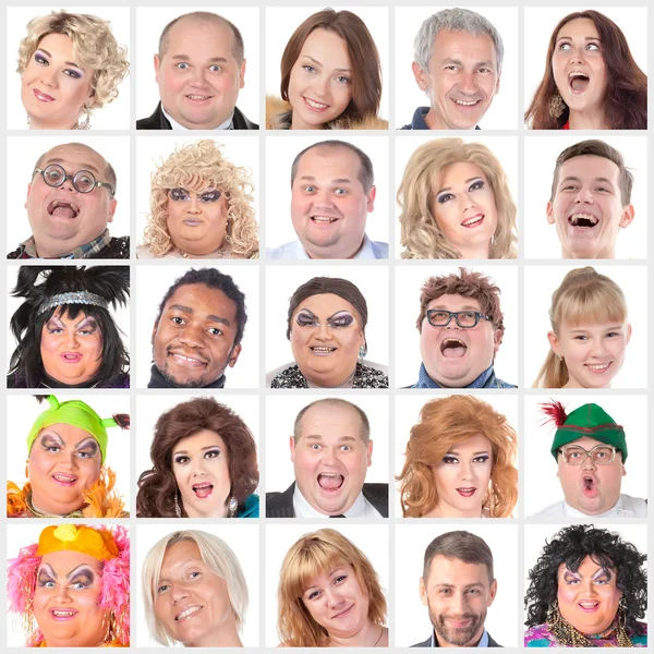 Collage of many different happy human faces - Stock Image - Everypixel