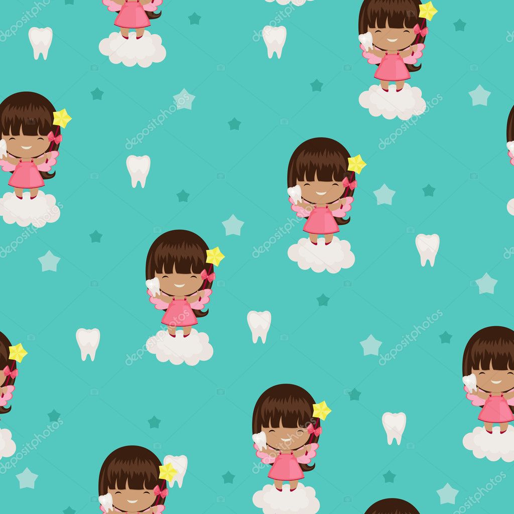 Tooth fairy wallpaper | Tooth fairy blue seamless wallpaper — Stock ...