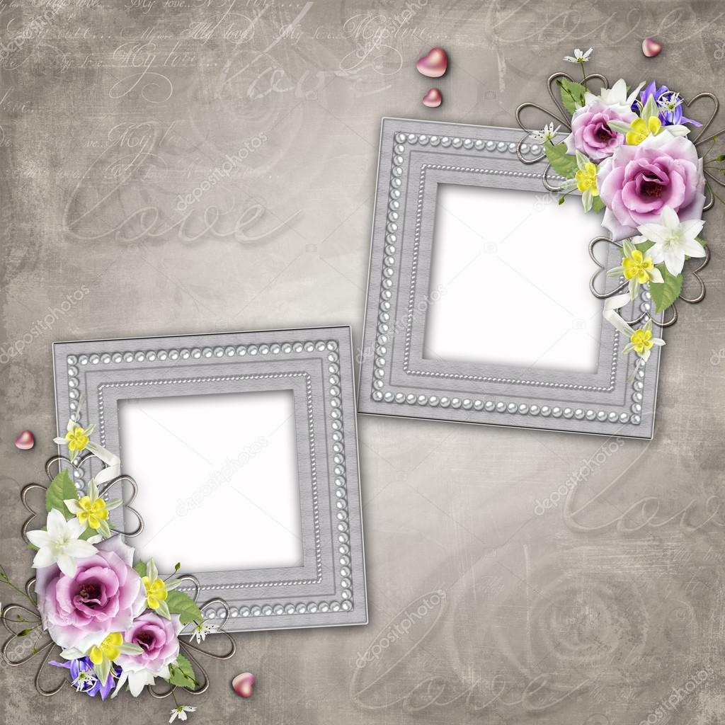 Vintage elegant frames with rose — Stock Photo © o_april #12133193