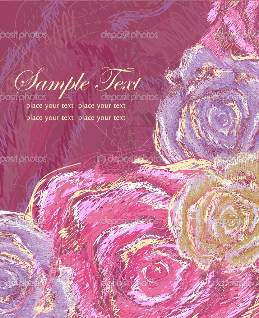 Artistic drawing roses greeting card — Stock Vector © juliet #17226241