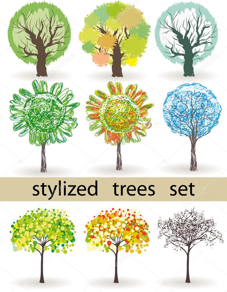 Stylized trees set Stock Vector Image by ©juliet #17234135