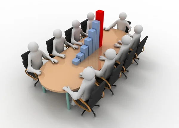 3d people - session behind a round table. 3d image. Isolated — Stock ...