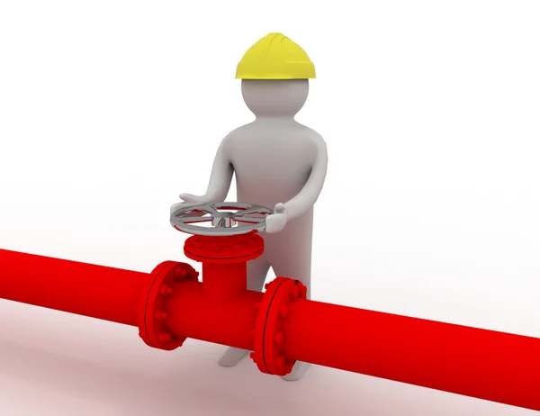 3d man worker and a shiny pipeline — Stock Photo © digitalgenetics #5599332
