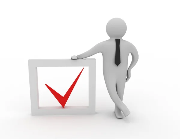 3d man showing thumbs up with green check mark on white background ...