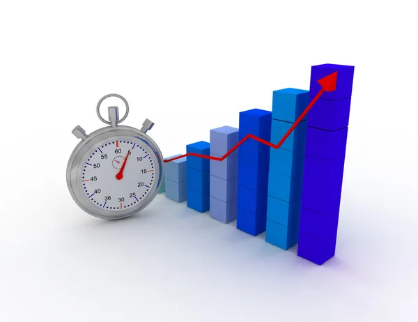 Success business graph grow arrow and stopwatch — Stock Photo ...