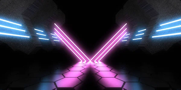 Latar Belakang Abstrak Dengan Lampu Neon Neon Terowongan Space Konstruksi — Stok Foto © andreync ...