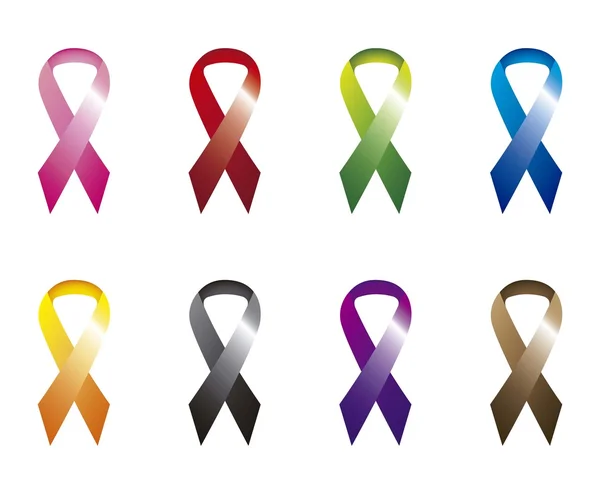 Different Colored Awareness Ribbon Collection Set Colorful Awareness ...