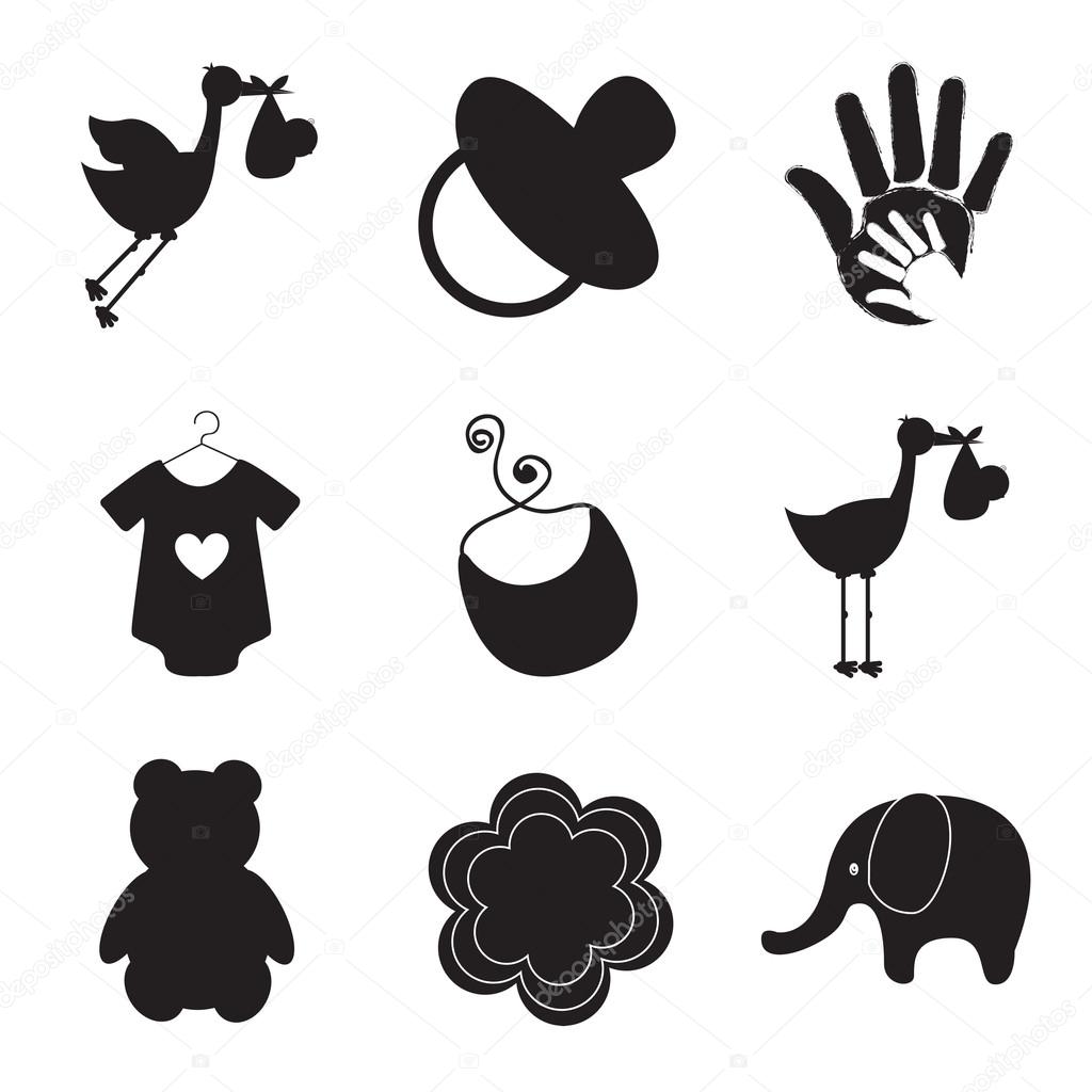 Siluetas de artículos de bebé Vector de stock por ©yupiramos 13841859