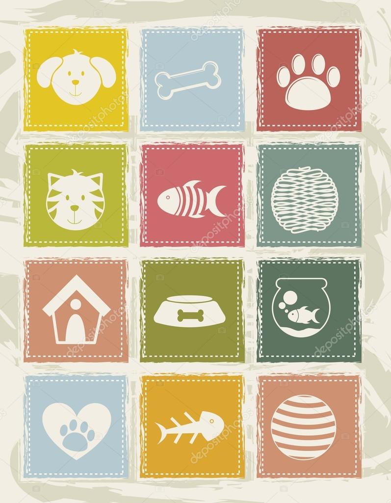 Pets icons Stock Vector by ©yupiramos 15109753