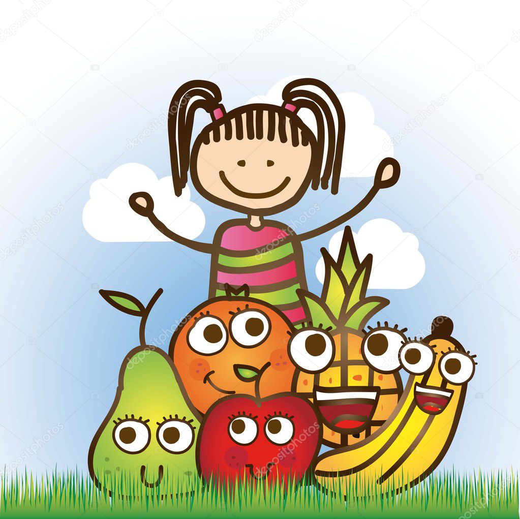 Kid and fruits Stock Vector Image by ©yupiramos #18999283