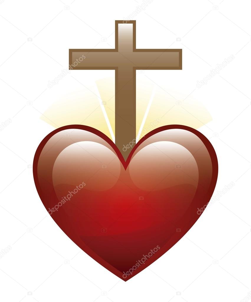 Heart With Cross Through It Heart Knive Cross, Drawing By Amber