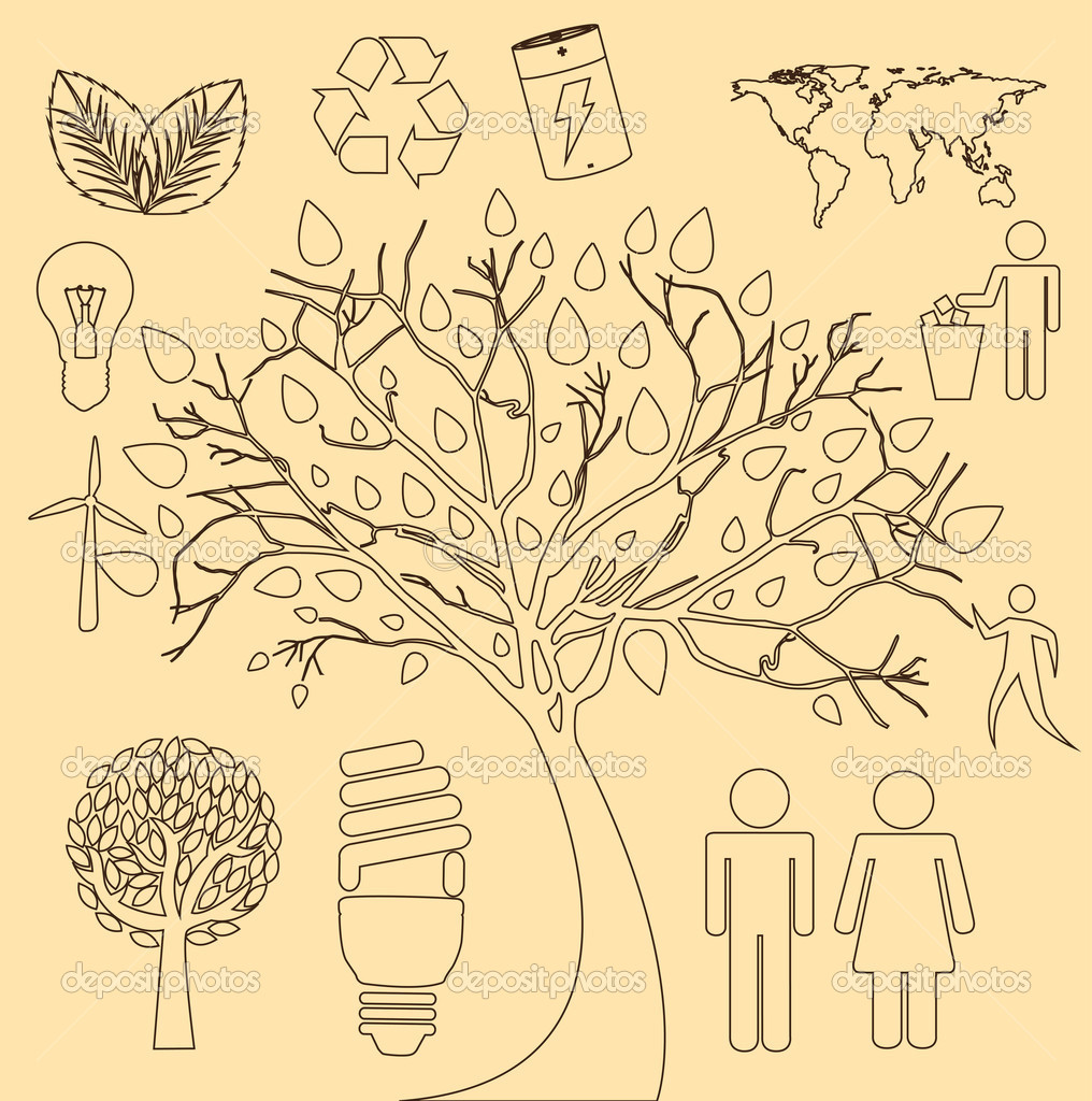 Tree ecology icons Stock Vector by ©yupiramos 27718847