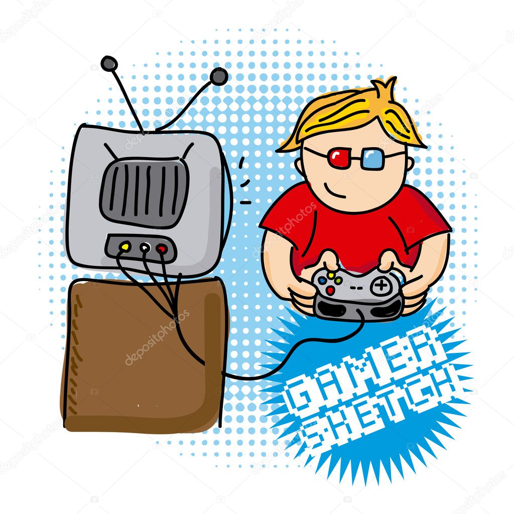Gamer sketch Stock Vector Image by ©yupiramos #29817799