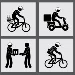 Delivery Man Postman Courier Post Stick Figure Pictogram Icon Stock ...