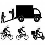 Delivery Man Postman Courier Post Stick Figure Pictogram Icon Stock ...