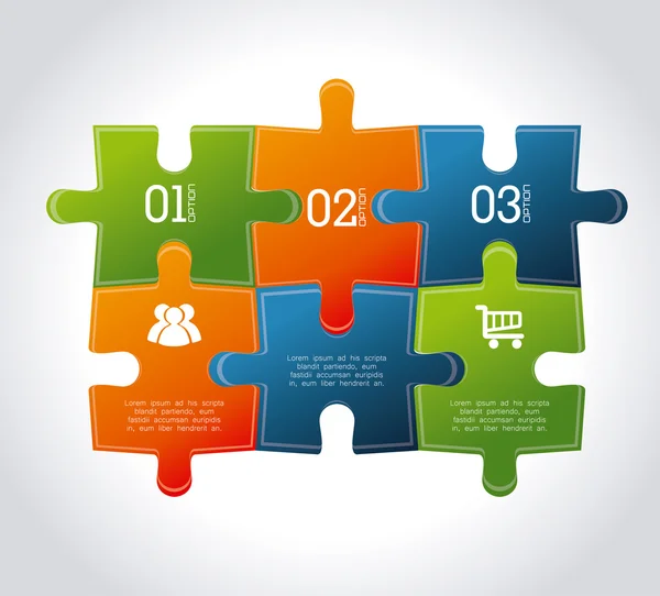 Vector puzzle three pieces — Stock Vector © nickylarson #45353857