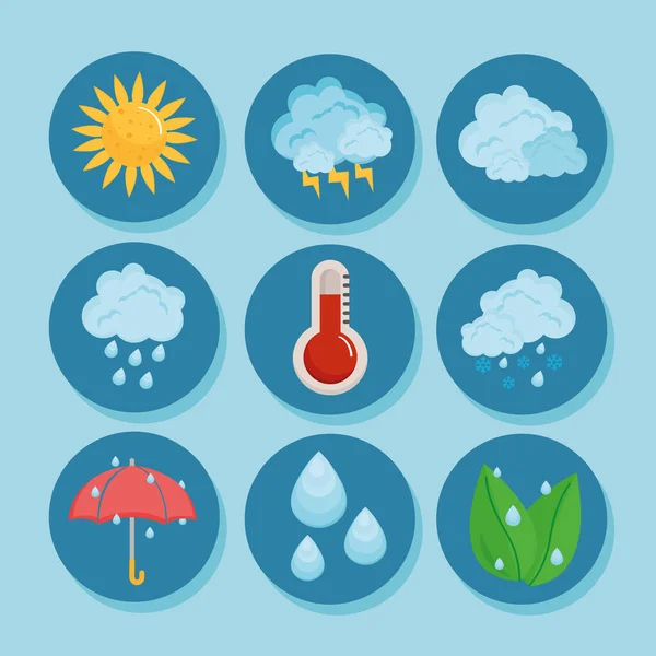 Set of weather status icons Stock Vector by ©yupiramos 270684244