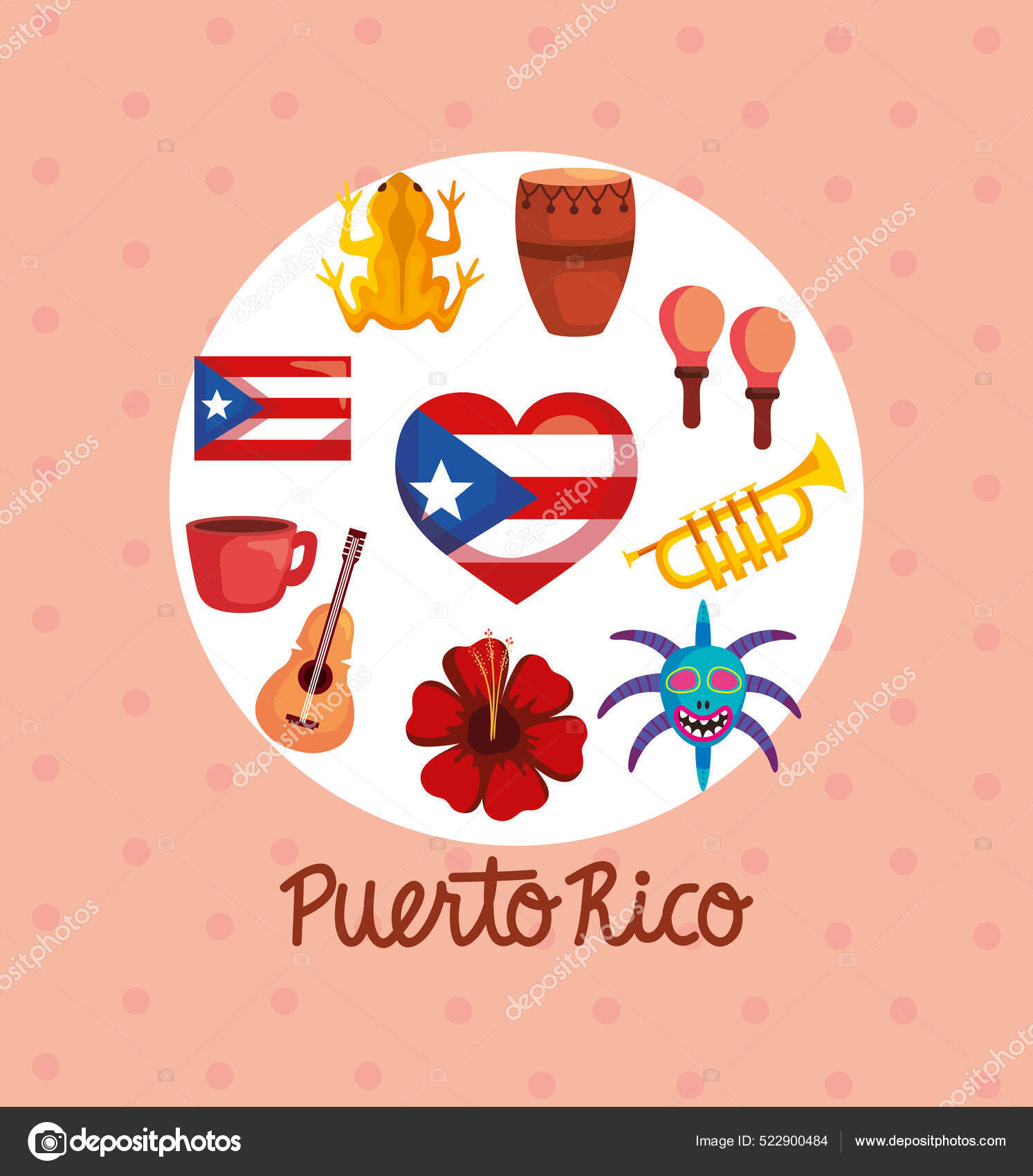 Traditional icons of puerto rico Stock Vector by ©yupiramos 522900484