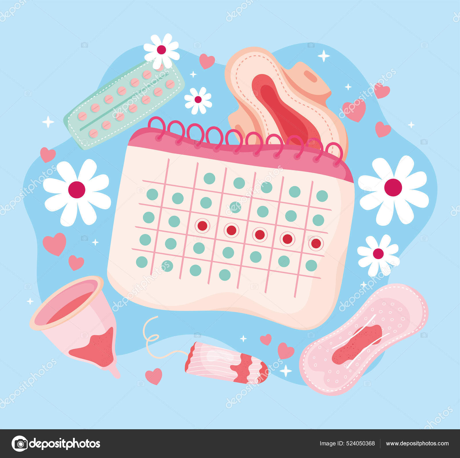 Six menstruation period icons Stock Vector by ©yupiramos 524050368
