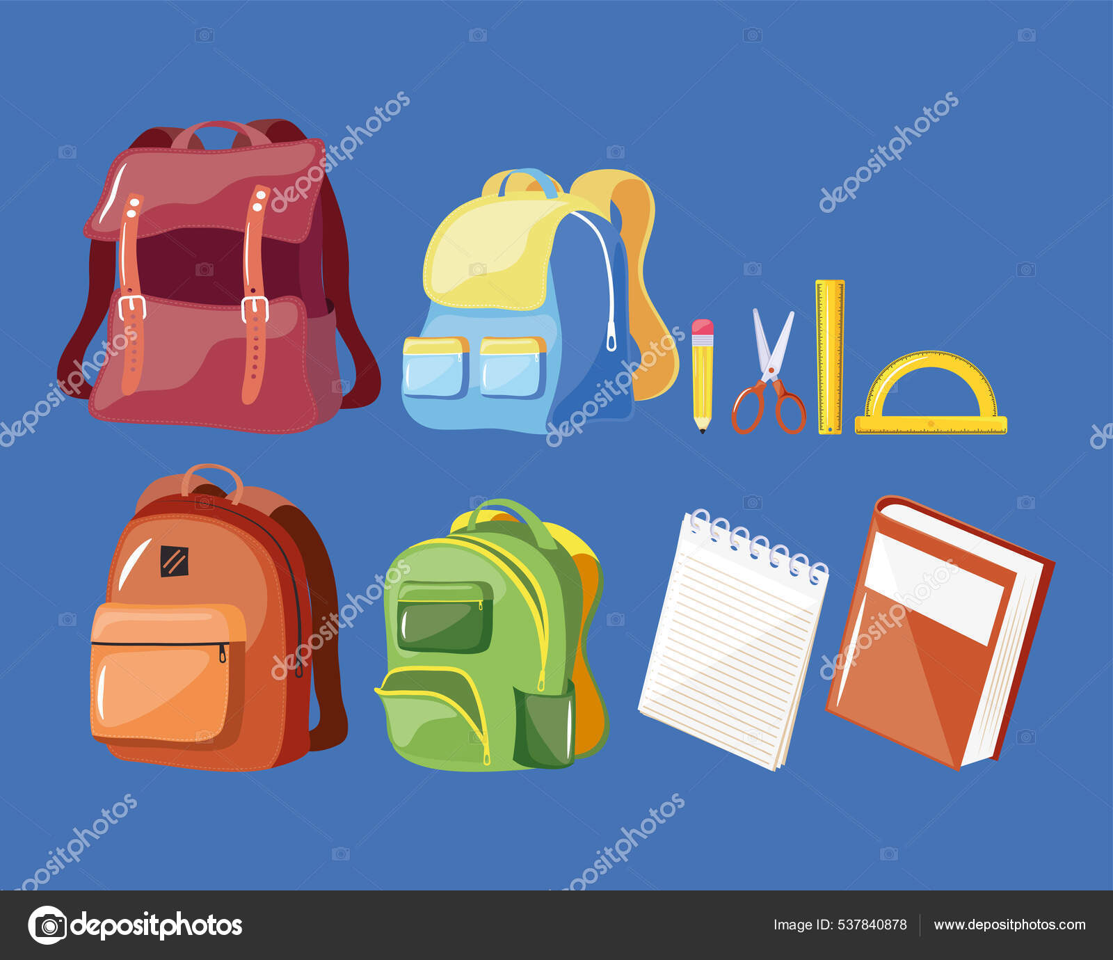 Diez iconos de útiles escolares Vector de stock #537840878 de ©yupiramos
