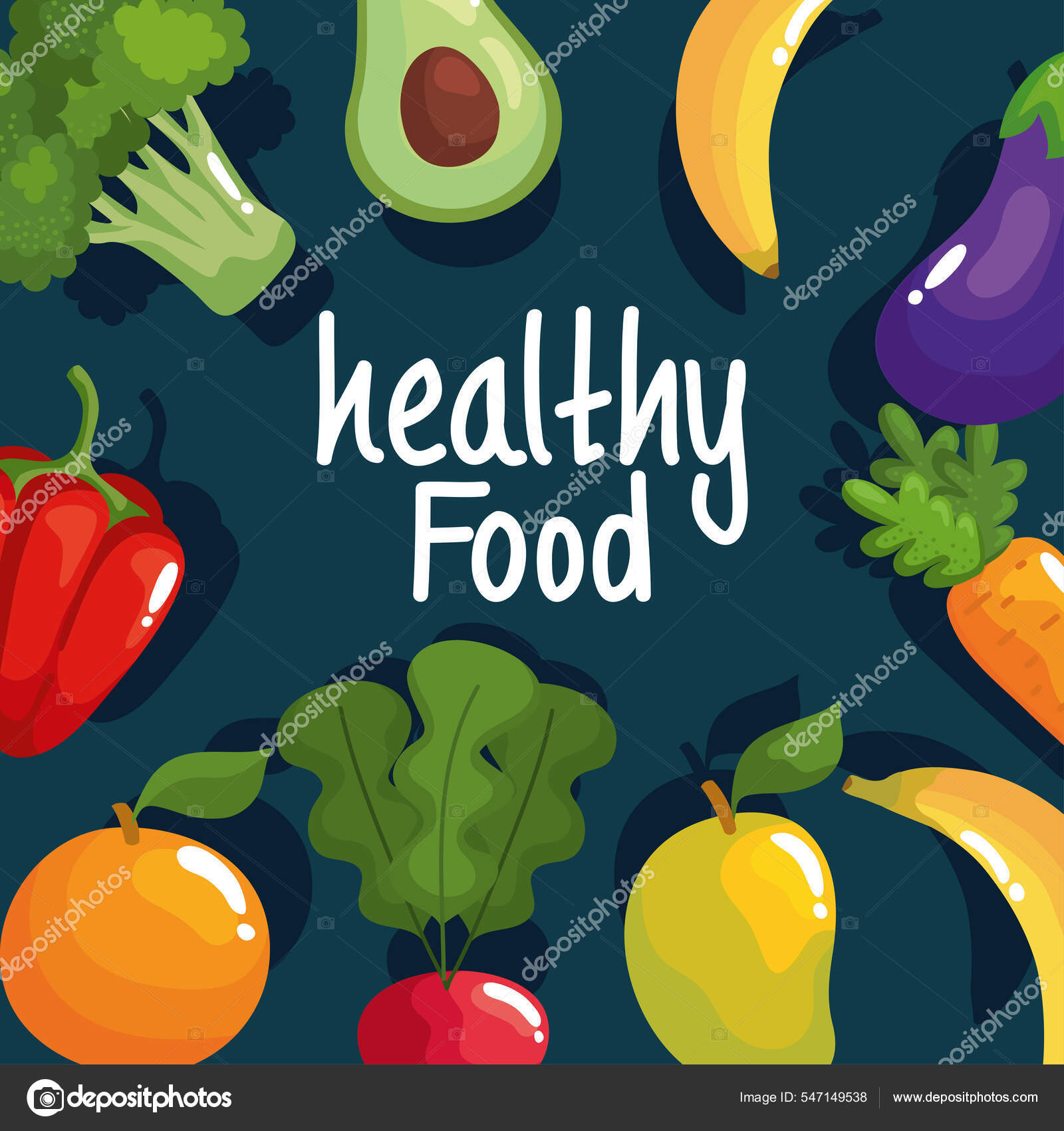 Healthy food frame border Stock Vector Image by ©yupiramos #547149538