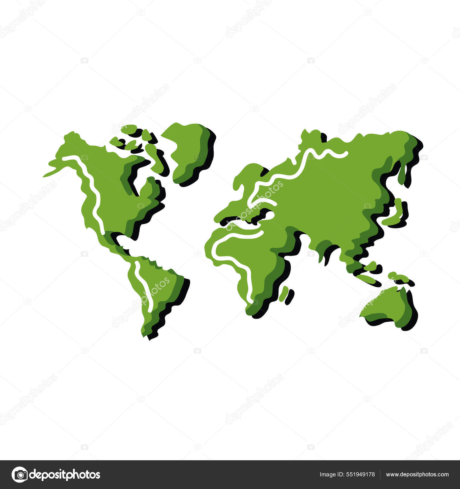 Continentes de tierra verde vector, gráfico vectorial © yupiramos ...