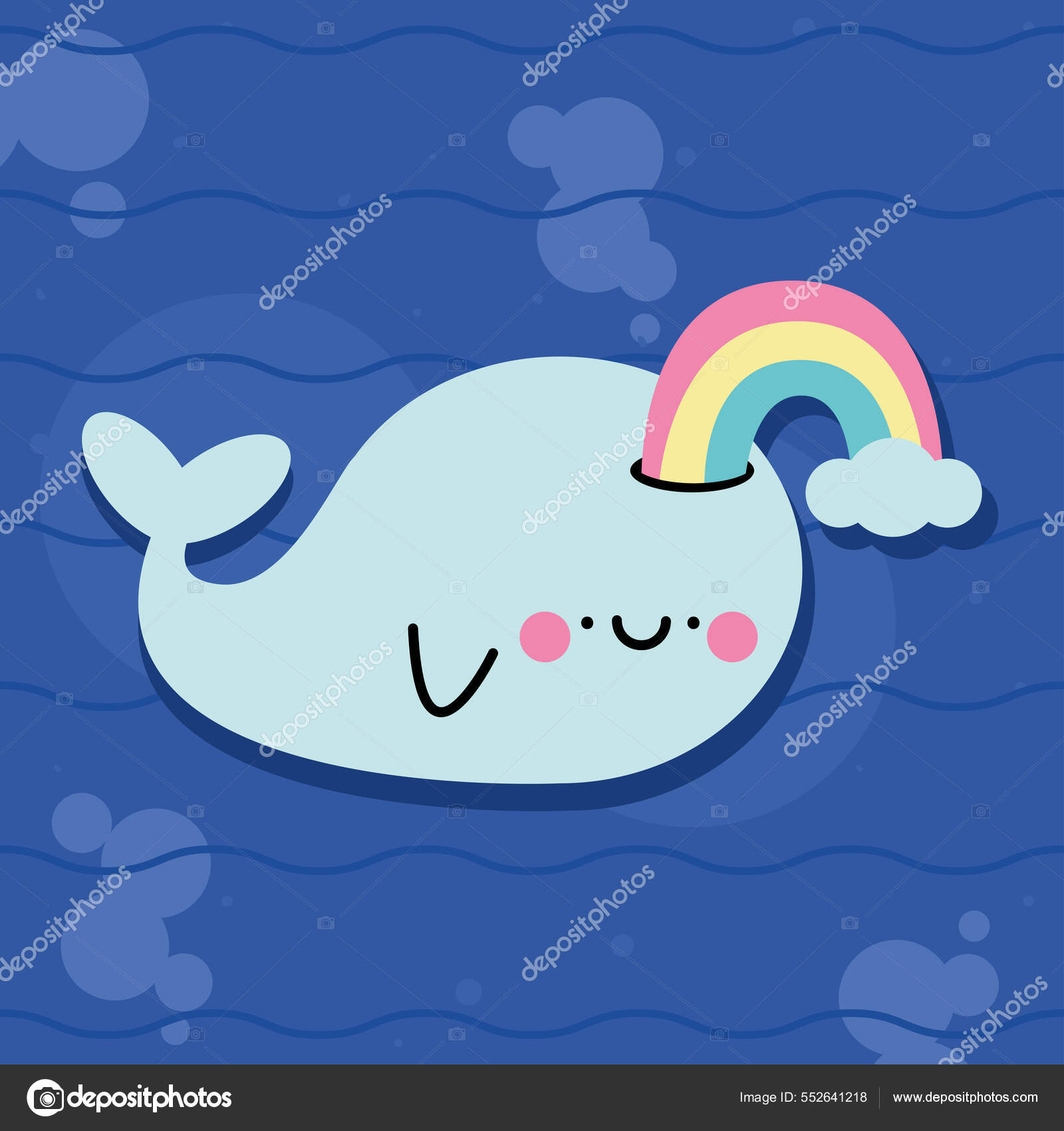 Whale with rainbow character Stock Vector by ©yupiramos 552641218