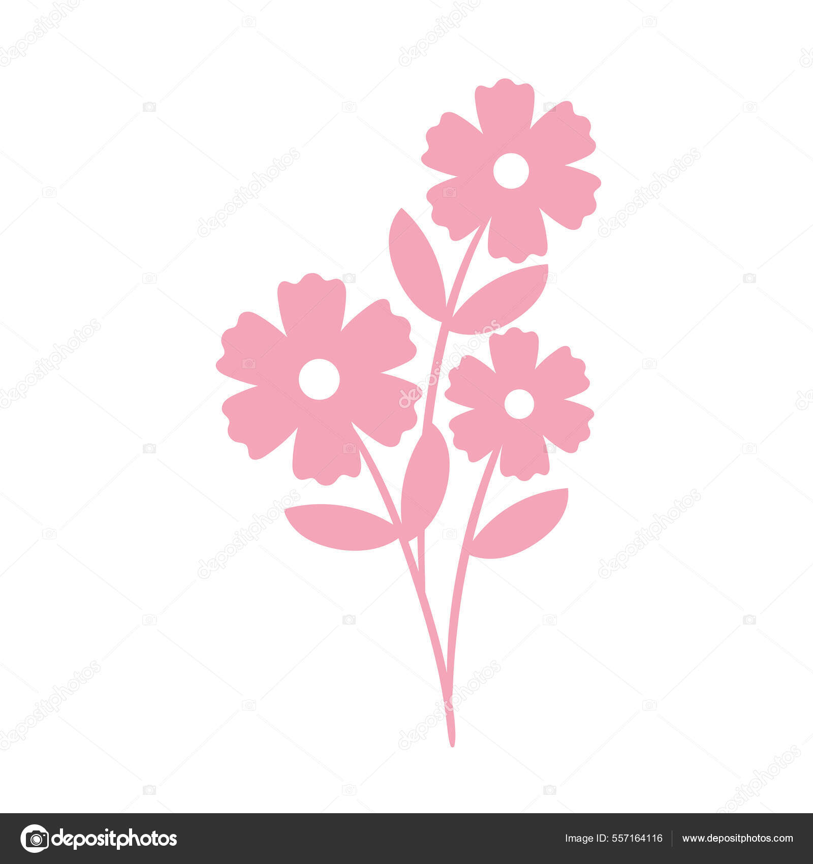 Silueta de flores de primavera rosa Vector de stock #557164116 de ...