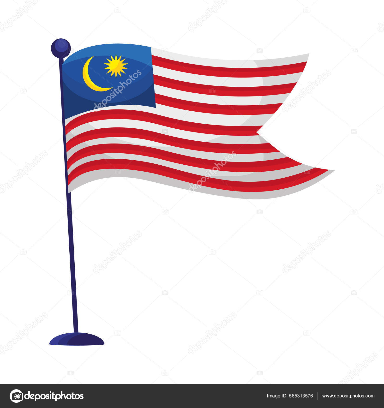 Malaysia Flag Wave Vector Clipart