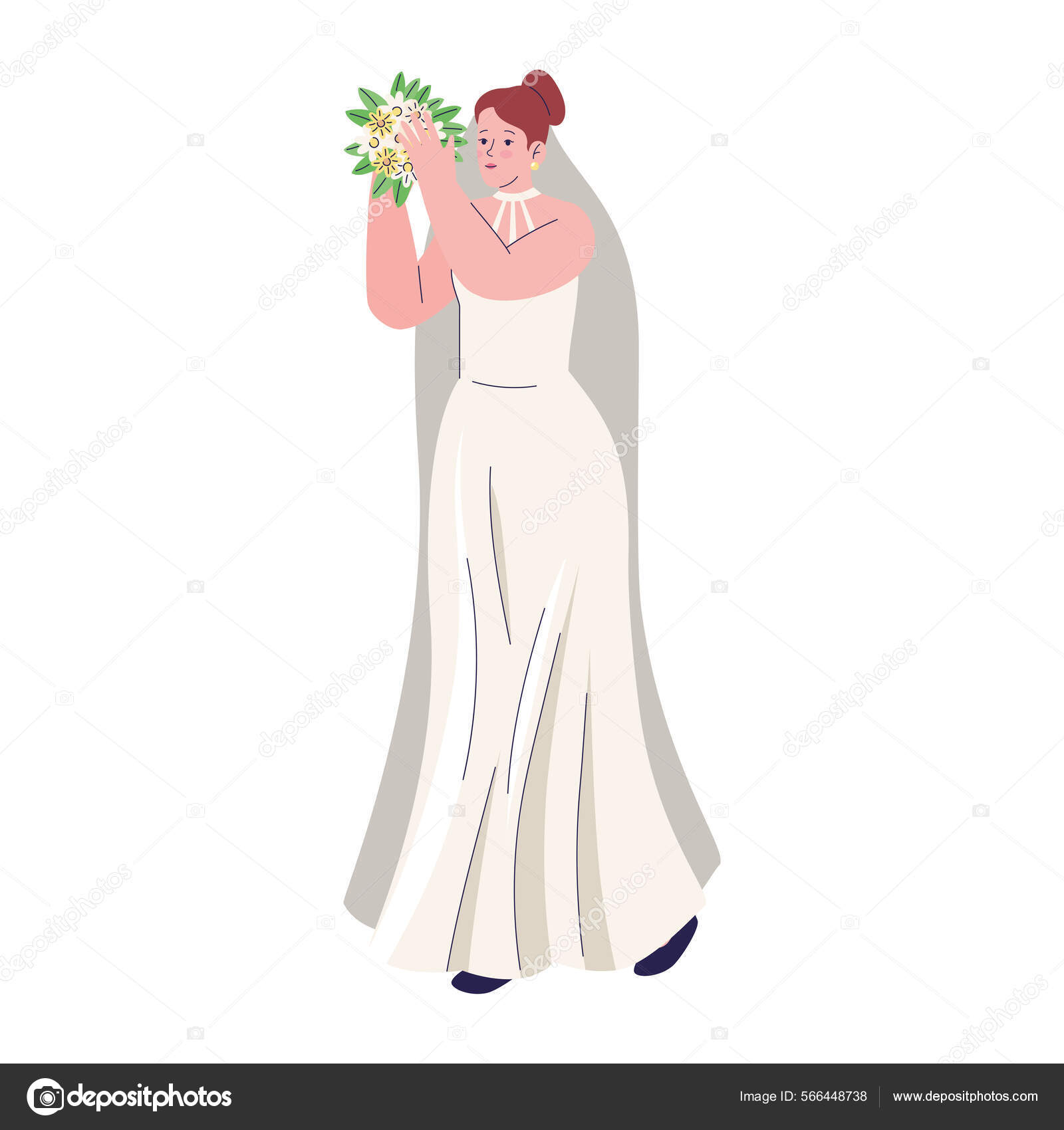 Esposa levantando ramo de novia Vector de stock por ©yupiramos 566448738