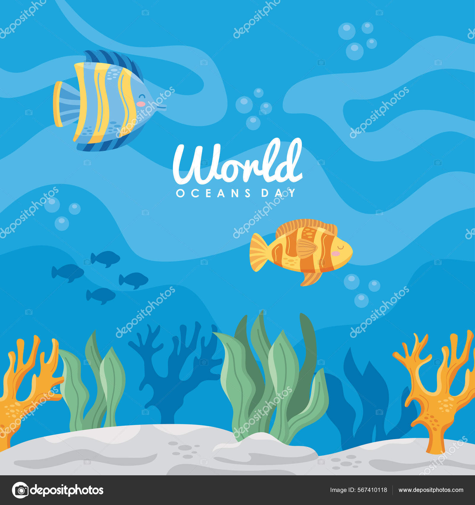 Letras día de los océanos del mundo Vector de stock #567410118 de ...