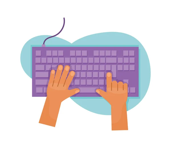 Hands using keyboard block style icon Stock Vector by ©yupiramos 364627402