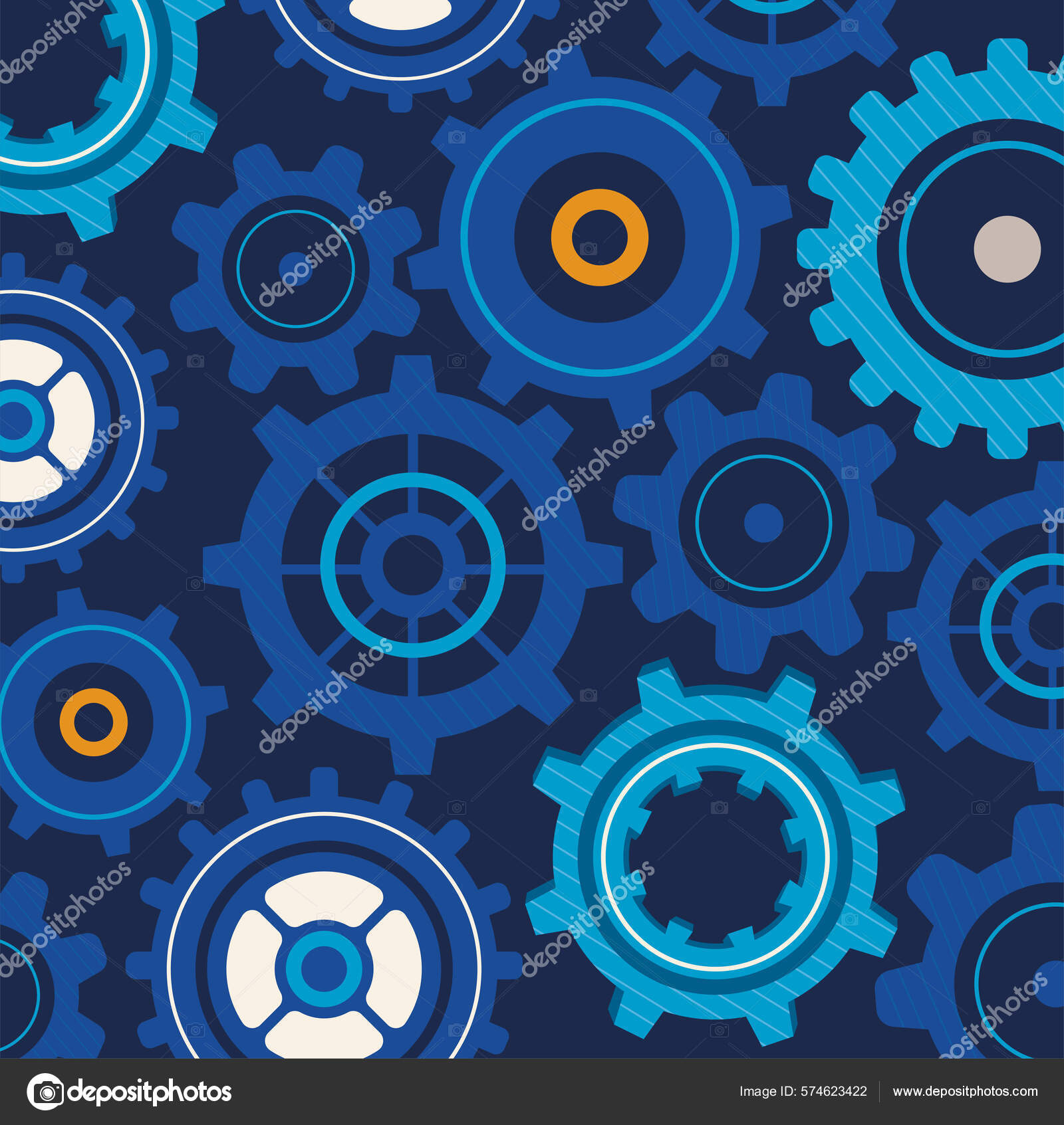 Blue Gears Machinery Pattern Background Stock Vector by ©yupiramos ...