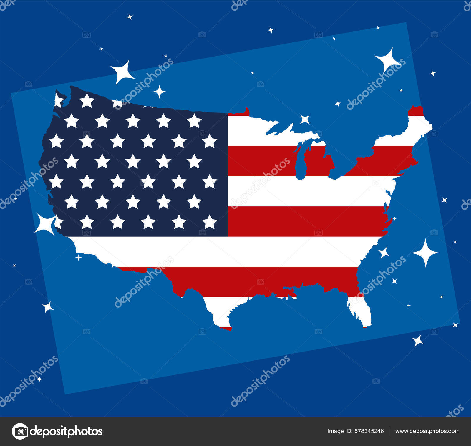 Usa Flag Map Stars Poster Stock Vector Image by ©yupiramos #578245246