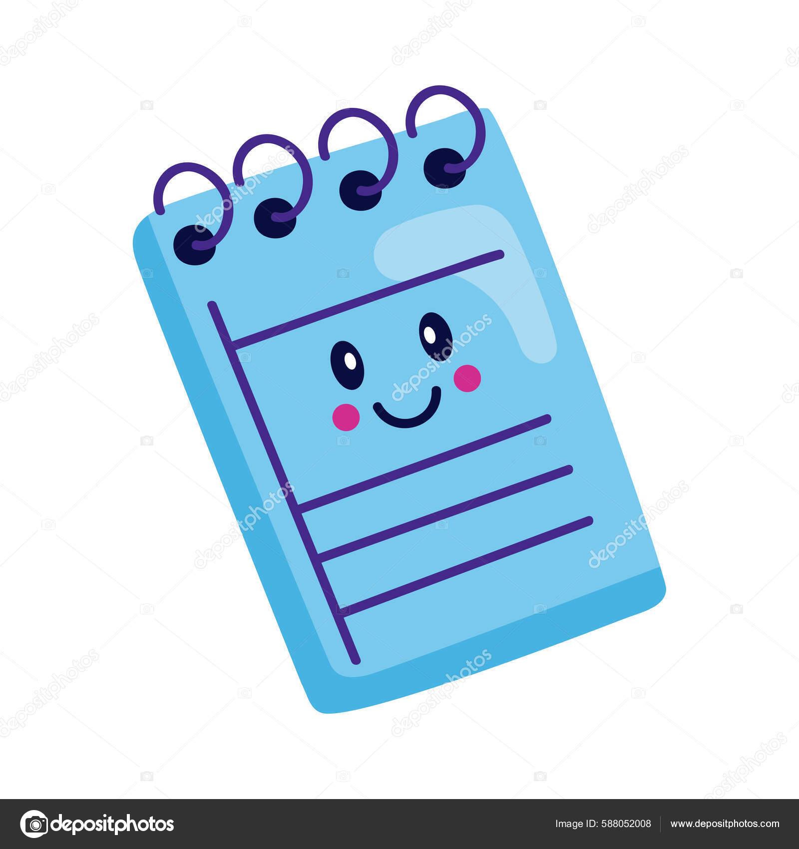 Notebook Kawaii School Supply Icon Vector de stock #588052008 de ©yupiramos