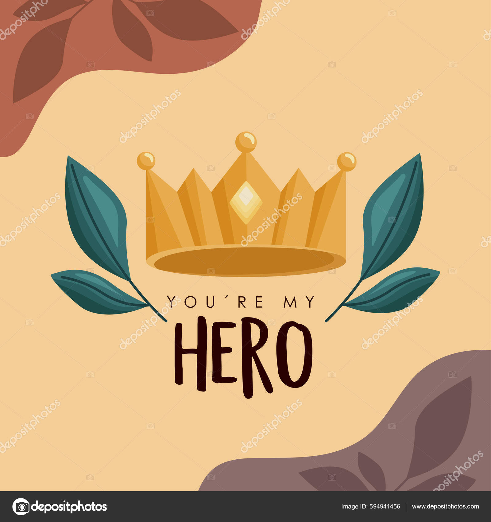 Tarjeta Postal Del Día Los Padres Con Corona Vector de stock #594941456 ...