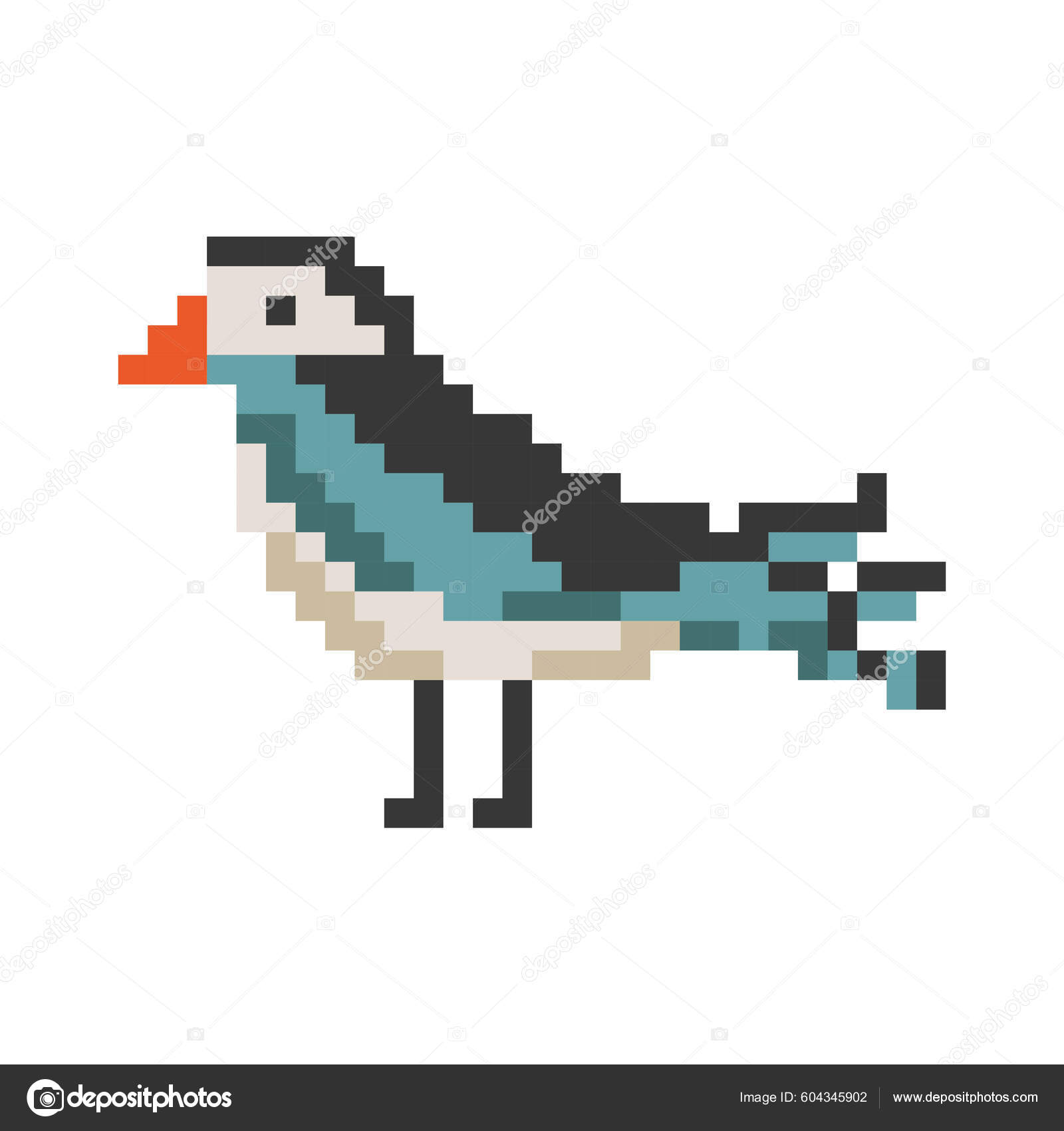 Bird Pixel Art Style Icon Vetor de ©yupiramos 604345902