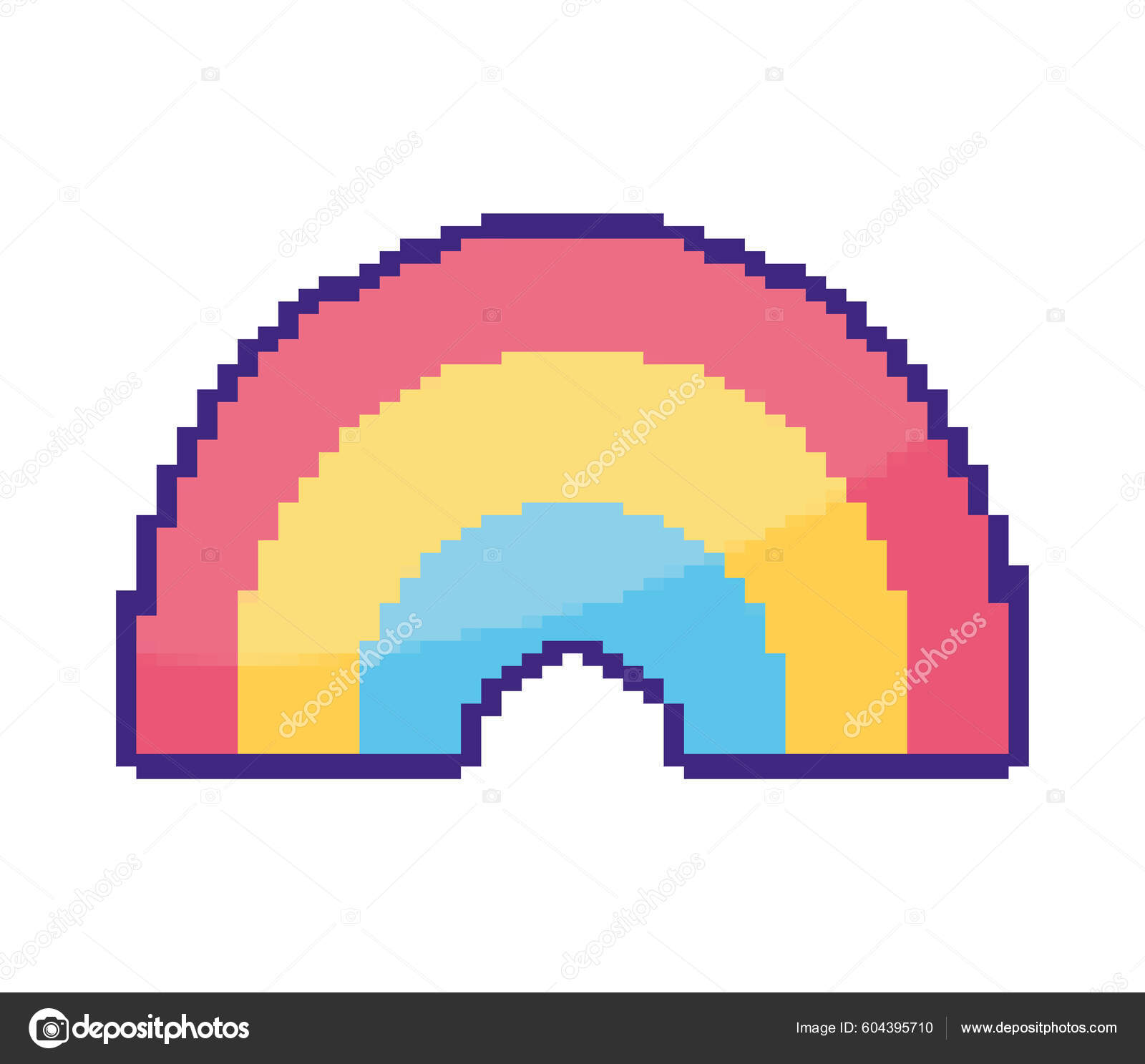 Rainbow Pixel Art Style Icon Vector de stock por ©yupiramos 604395710