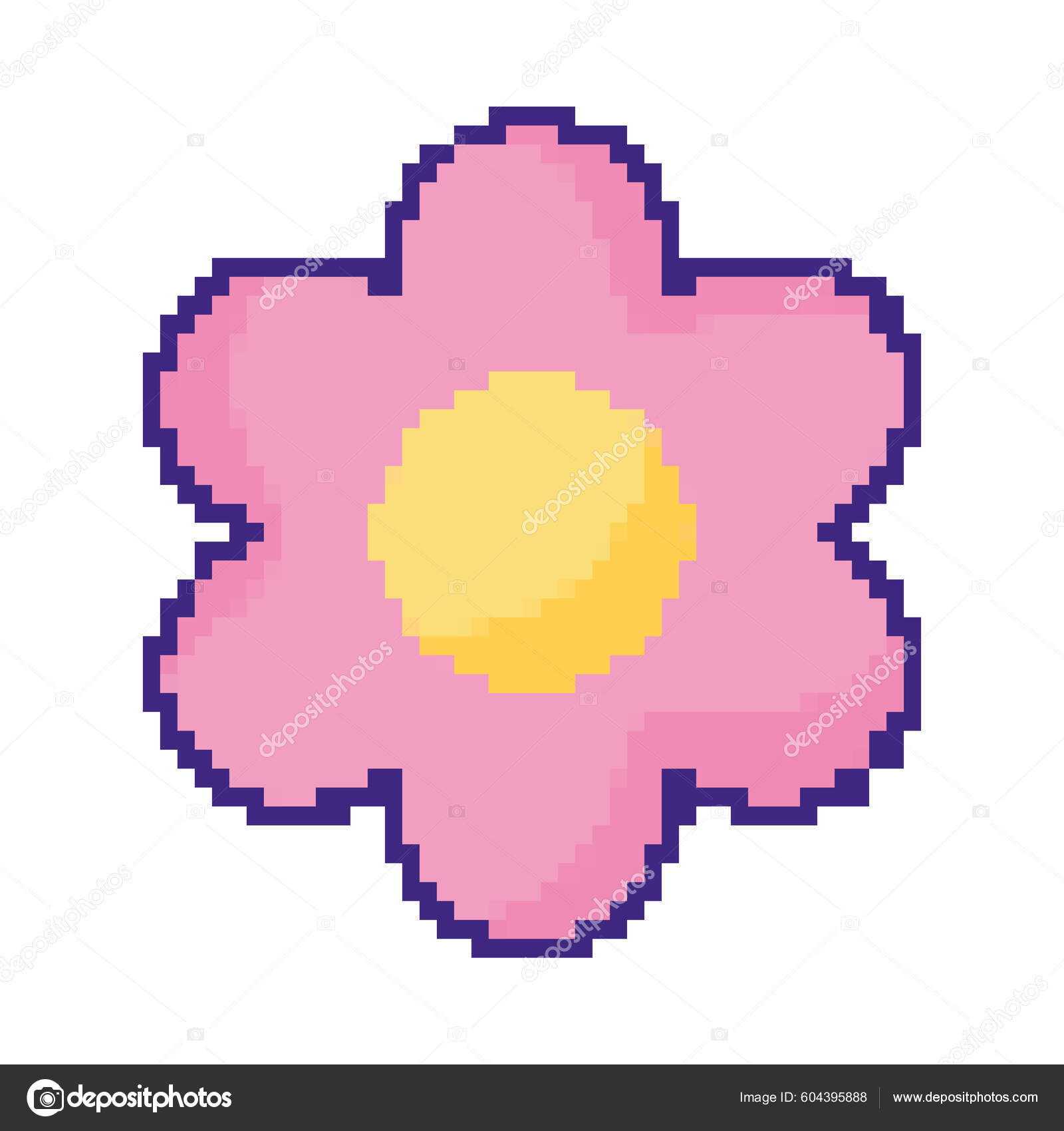 Flower Pixel Art Style Icon Vektor Stok oleh ©yupiramos 604395888