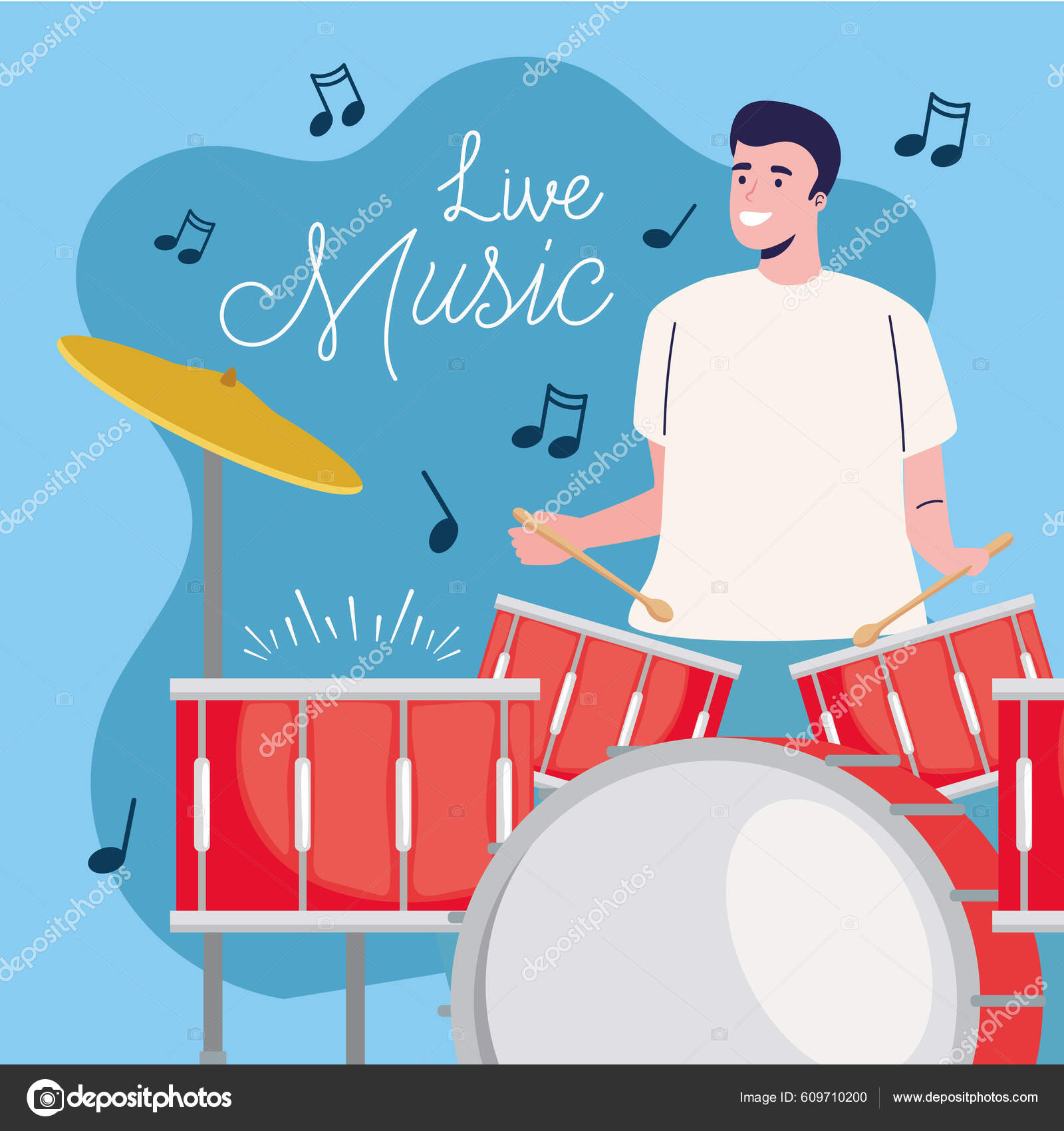 Live Music Lettering Drummer Poster Stock Vector Image by ©yupiramos ...