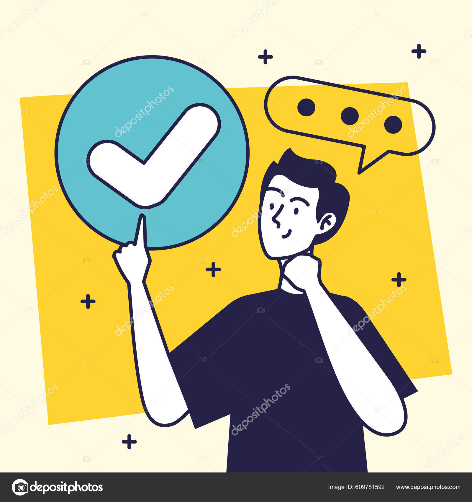 Joven Con Carácter Símbolo Cheque Vector de Stock de ©yupiramos 609781592