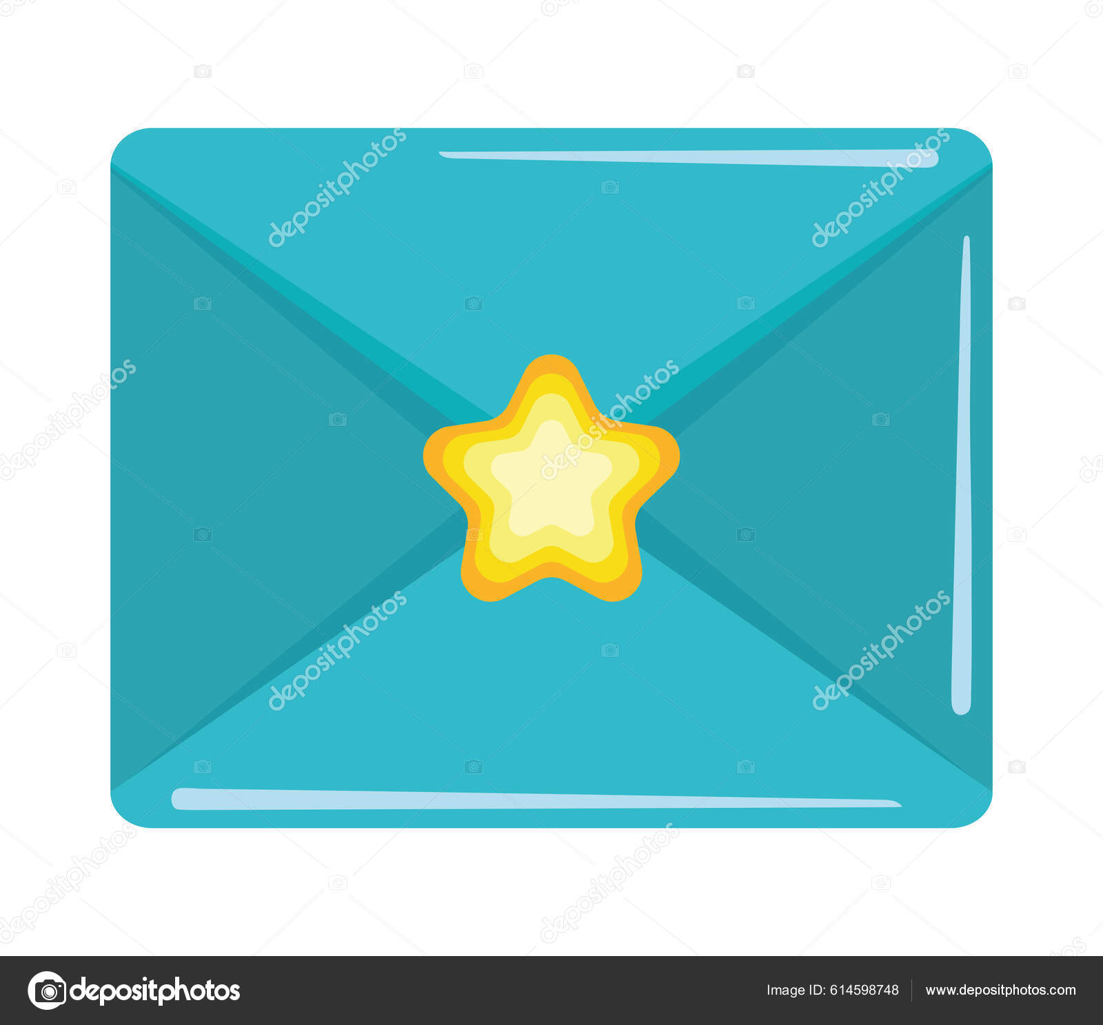 Envelope Mail Star Icon Stock Vector by ©yupiramos 614598748