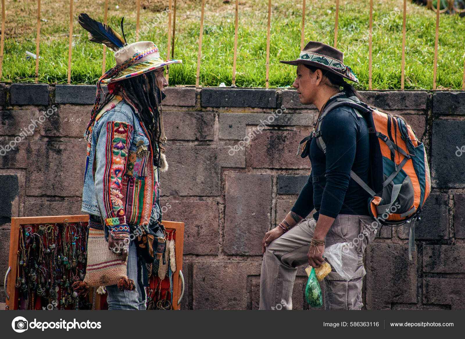 Peru May 2022 Peruvian People Cuzco Indian Man Traditional Clother ...