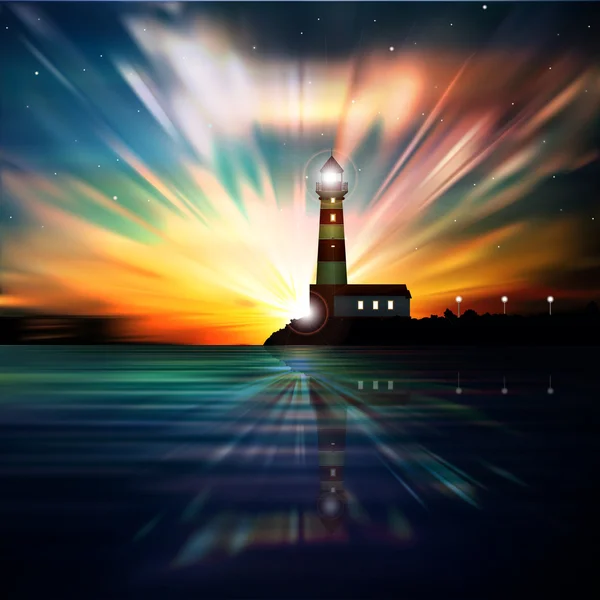 Abstract background with lighthouse and mountains Stock Vector by ...