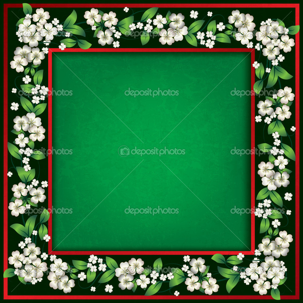 Abstract green grunge background with spring flowers Stock Vector by ...