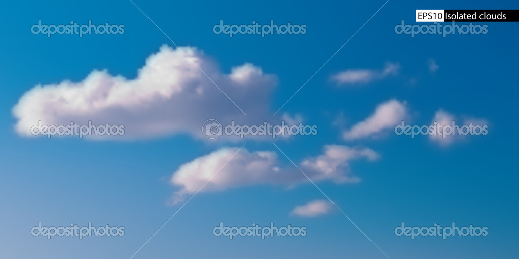 Realistic vector image of cloud on blue sky Stock Vector Image by ...