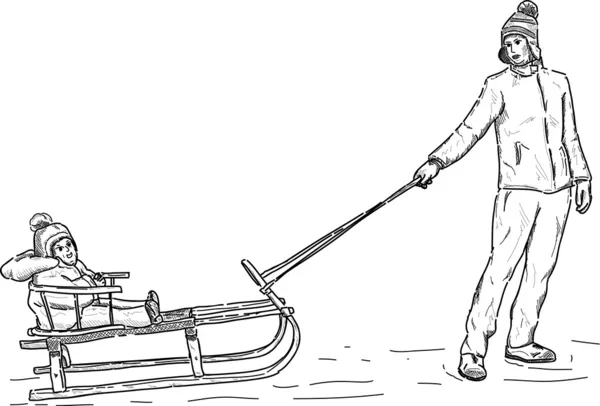 Bambino con slitta Vector Art Stock Images | Depositphotos
