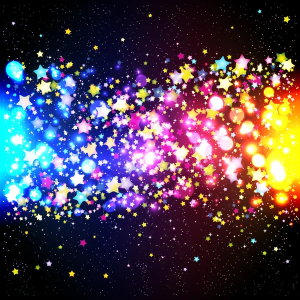 Bright colorful flying stars on a fantastic design background. Stock ...