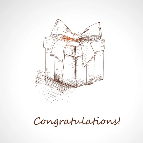 Vector illustration of present box hand draw on vintage paper ...
